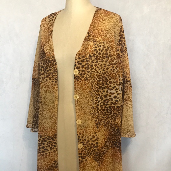 Tops | Cheetah Print Duster Button Front | Poshmark